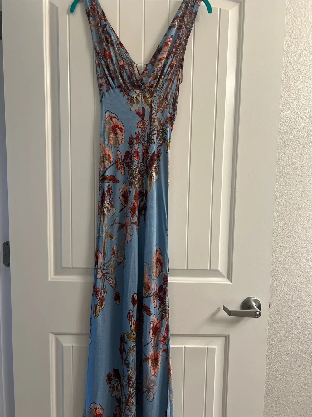 Free People | Dresses | Free People Light Blue Floral Maxi Dress | Poshmark